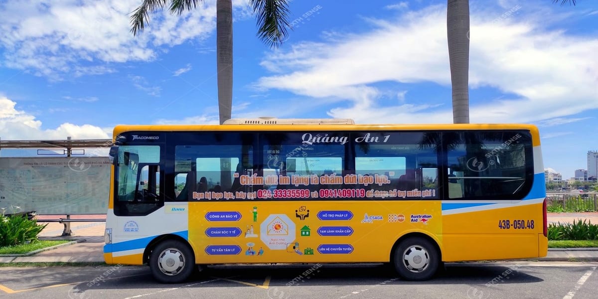 CSAGA tuyên truyền chấm dứt bạo lực bằng quảng cáo trên xe bus - Công ...